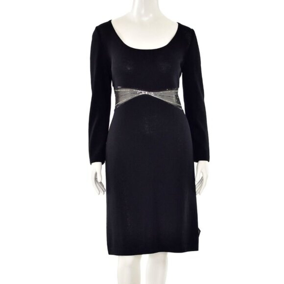 St. John | Dresses | St John Evening Black Crystal Sheath Dress With ...